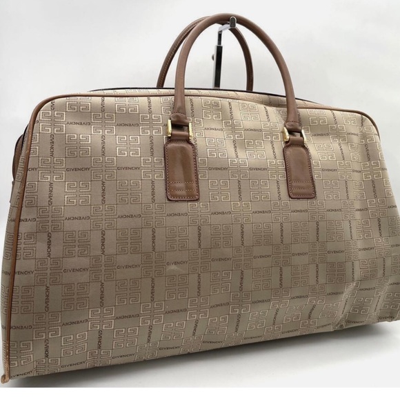 Givenchy | Bags | Givenchy Monogrammed Canvas Leather Trim Travel Bag ...